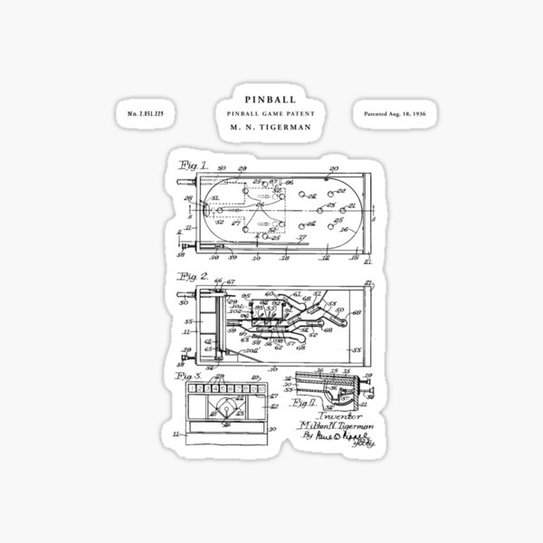 "Pinball Patent Drawing Blueprint Design" Sticker for Sale by ...