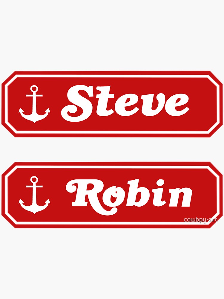 "Steve and Robin name tags " Sticker for Sale by cowbpy-art | Redbubble