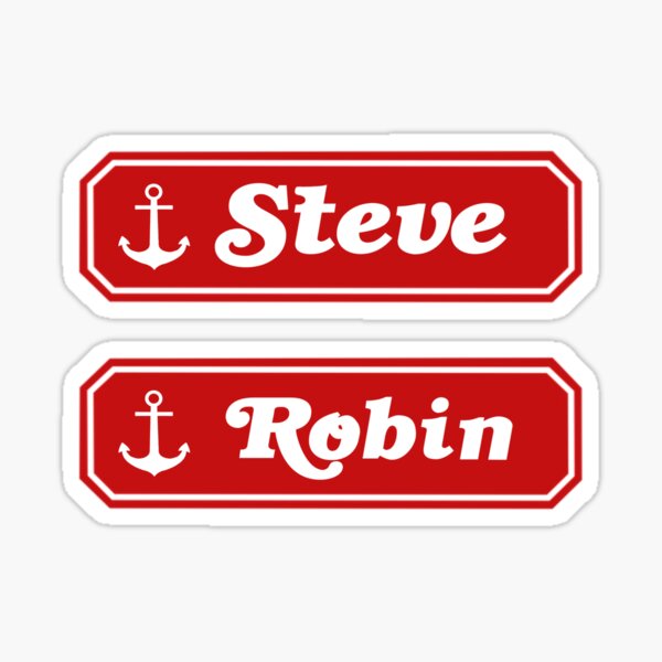 "Steve and Robin name tags " Sticker for Sale by cowbpy-art | Redbubble