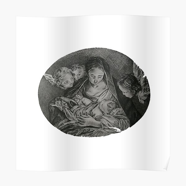 "Mary and Jesus nativity angel " Poster for Sale by infracuortattoo ...
