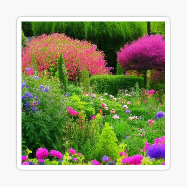 "Beautiful Garden" Sticker for Sale by The-Cat-And-Dog | Redbubble