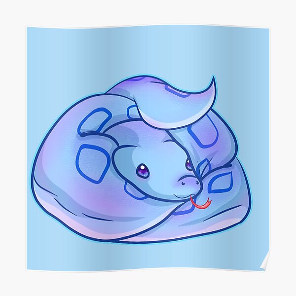 "Kawaii Blue Eyed Snake Curled Up" Poster for Sale by inspiremari ...
