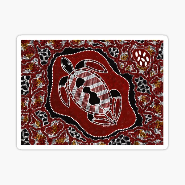 "Authentic Aboriginal Art - Turtle Dreaming" Sticker by HogarthArts ...