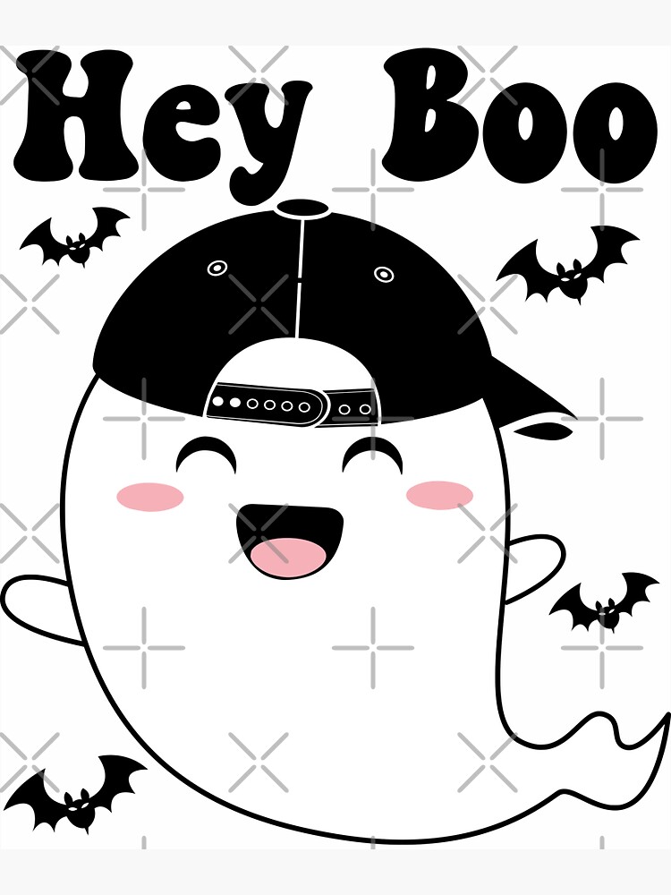 "Hey Boo Cute and Funny Halloween Ghost" Sticker for Sale by ...