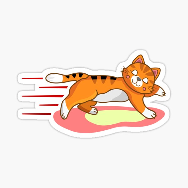 "Fat Cat running " Sticker for Sale by pnand | Redbubble
