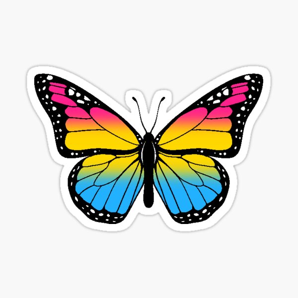 "pan pride butterfly" Sticker for Sale by spadesir | Redbubble