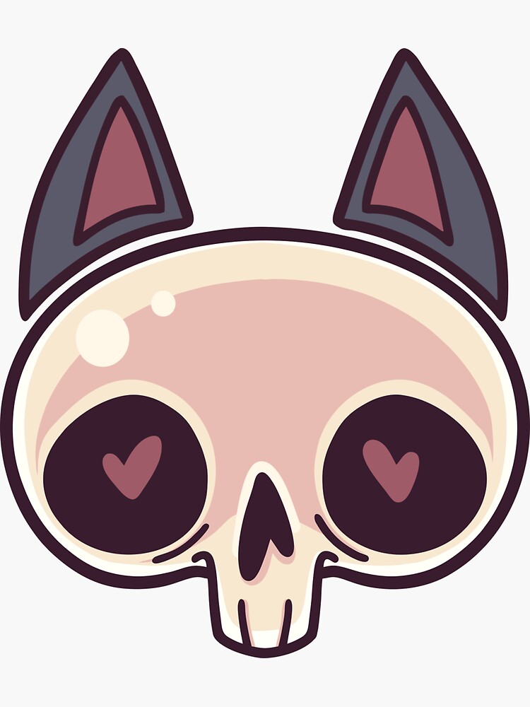"Skull with cats ears" Sticker for Sale by anwar-designer | Redbubble