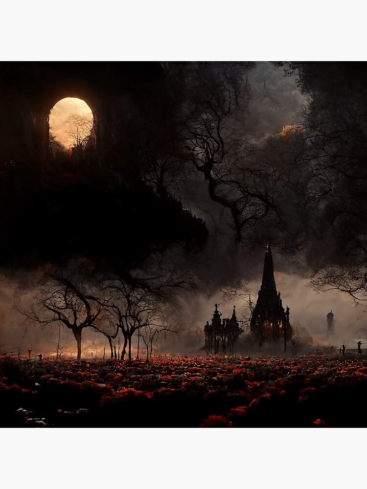 "Gothic Halloween Creepy Horror Landscape Painting" Poster for Sale by ...