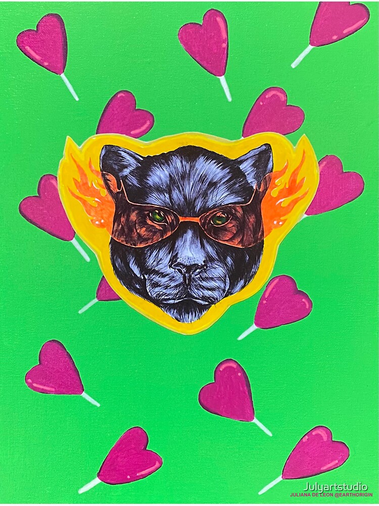 "Black Panther with Fire Glasses " Sticker for Sale by Julyartstudio ...