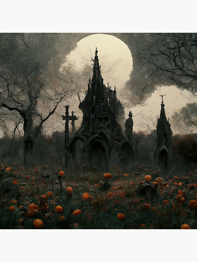 "Creepy Horror Gothic Halloween Church Painting" Sticker for Sale by ...
