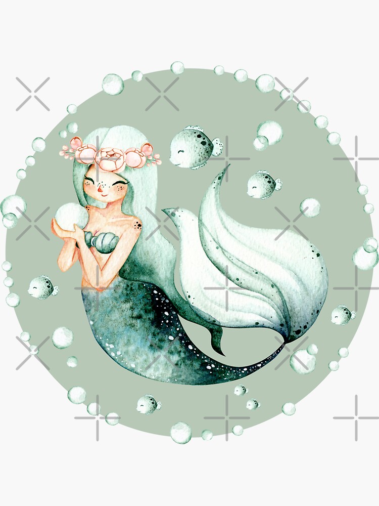 "Bubble Mermaid" Sticker for Sale by forleafclover | Redbubble