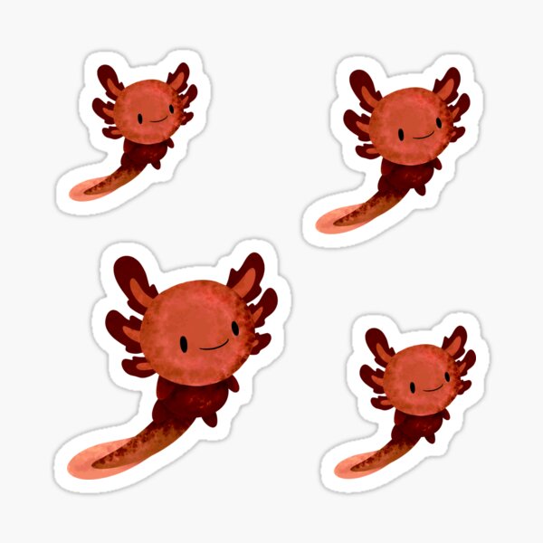 "Cute Axolotl Happy Dark Red" Sticker for Sale by NinniSilver | Redbubble