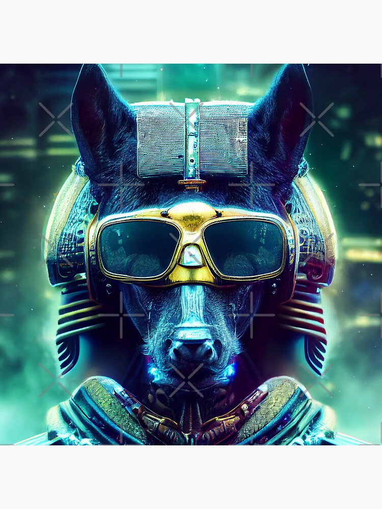 "Cyberpunk Canine Dog. Sci-Fi Dog Art" Sticker for Sale by petshelter ...