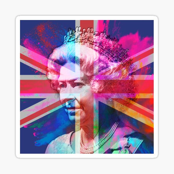 "Queen Elizabeth blue and red flag in pastels" Sticker for Sale by ...