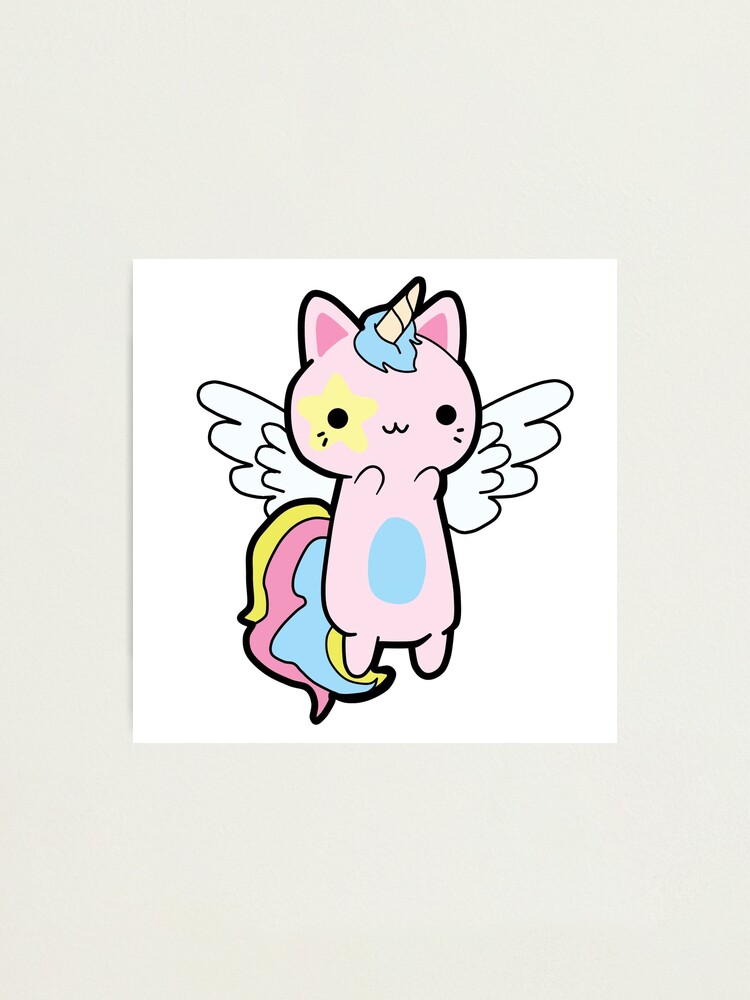 "Kawaii Cat Unicorn Fly" Photographic Print by MoniCaniLore | Redbubble