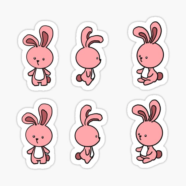 "Cute pink rabbit Chibi kawaii design" Sticker for Sale by Jacostickers ...