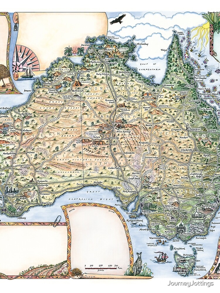 "Australia Pictorial Map by Journey Jottings" Scarf for Sale by ...