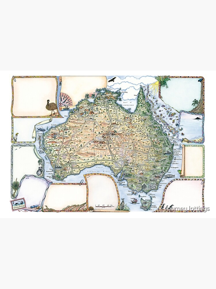 "Australia Pictorial Map by Journey Jottings" Hardcover Journal for ...