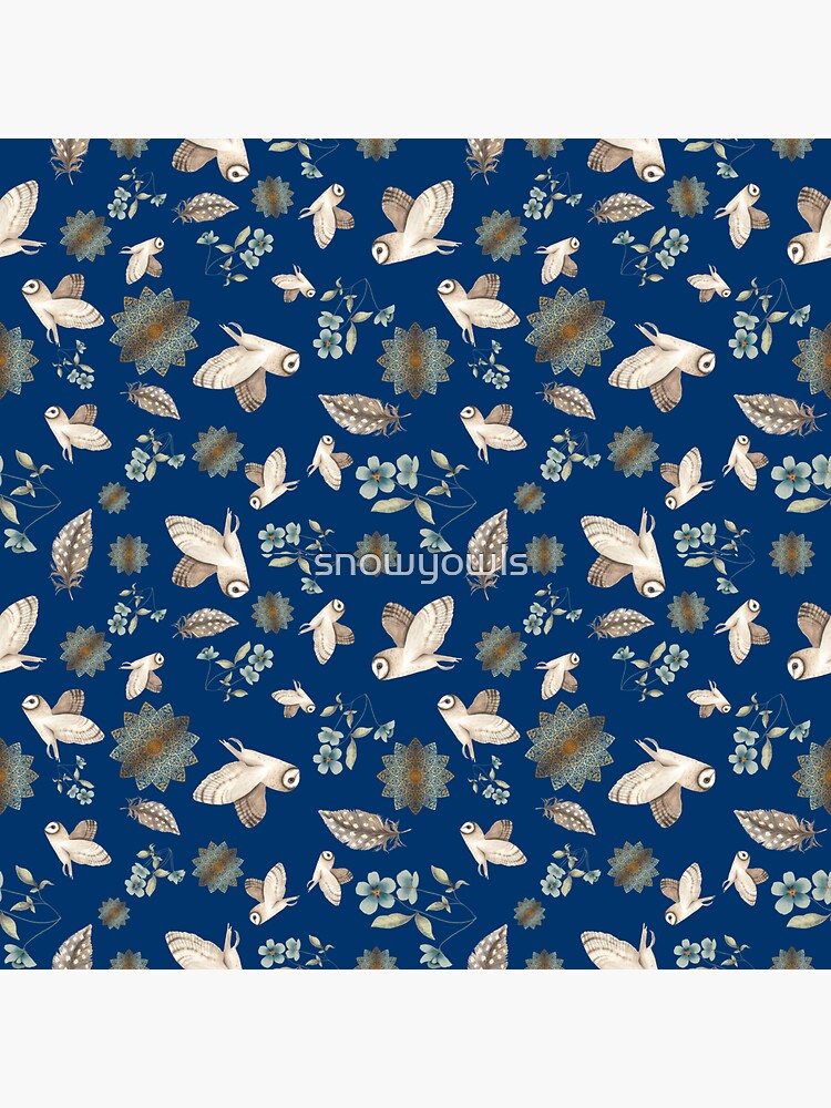 "Barn Owl Pattern in navy blue" Sticker for Sale by snowyowls | Redbubble