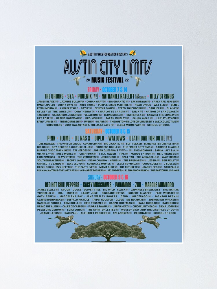 "Austin City Limits Festival 2022 Line-Up" Poster for Sale by Festmerch ...