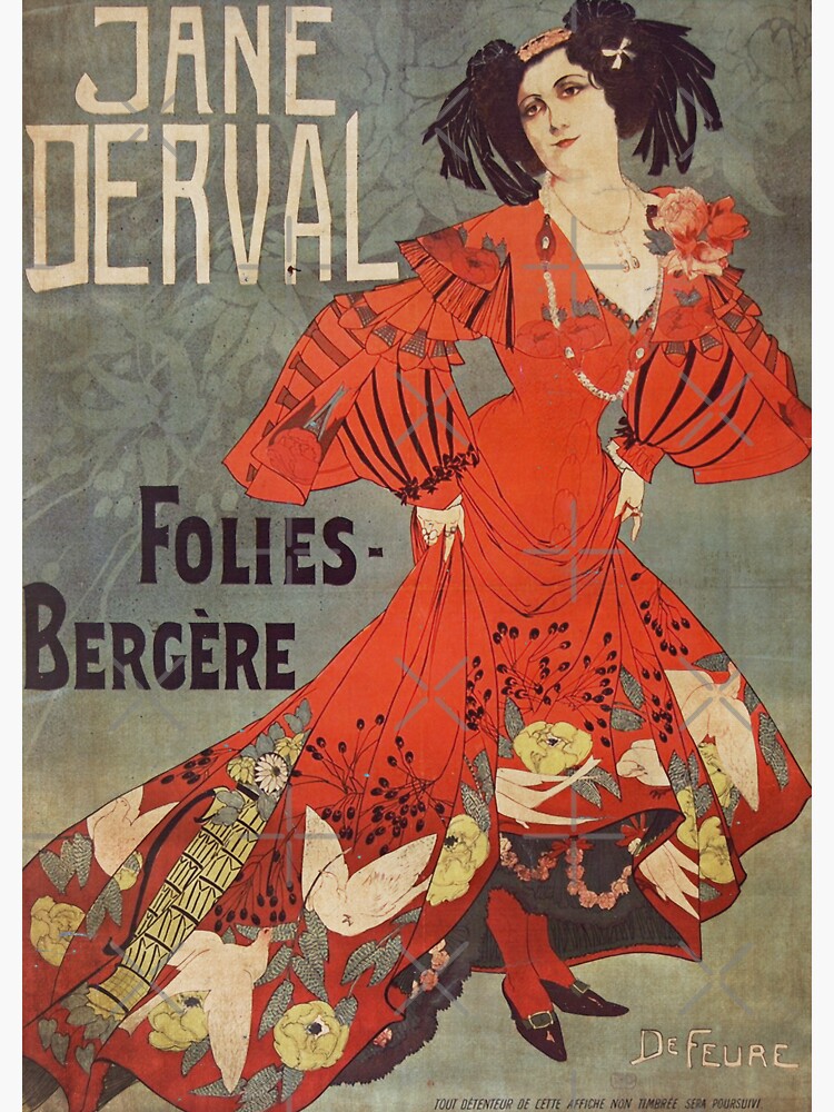 "Jane Derval Vintage Art Nouveau Dancer Advertising" Sticker for Sale ...