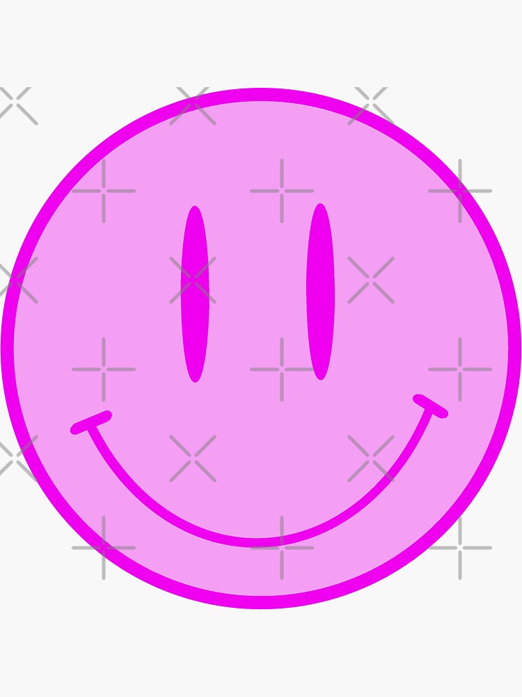 Pink Preppy Smiley Face Sticker For Sale By Mamaflairdesign Redbubble