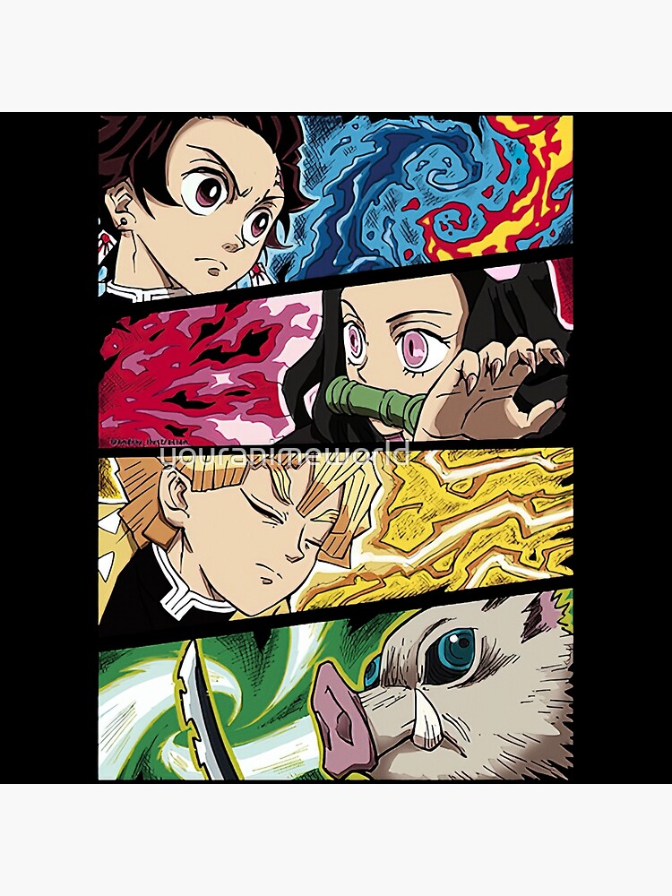 "tanjiro inosuke nezuko zenitsu eyes demon slayer" Art Print for Sale ...