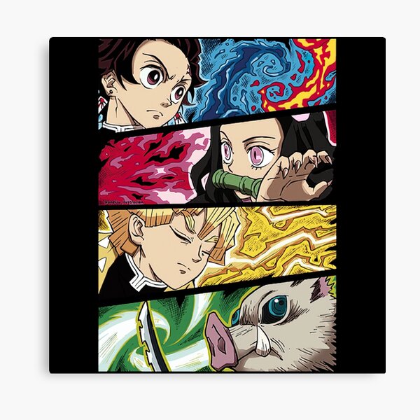 "tanjiro inosuke nezuko zenitsu eyes demon slayer" Canvas Print for ...