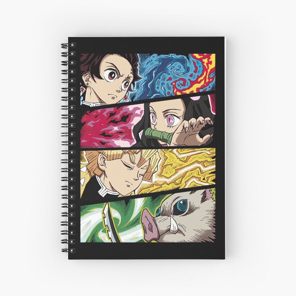 "tanjiro inosuke nezuko zenitsu eyes demon slayer" Spiral Notebook for ...