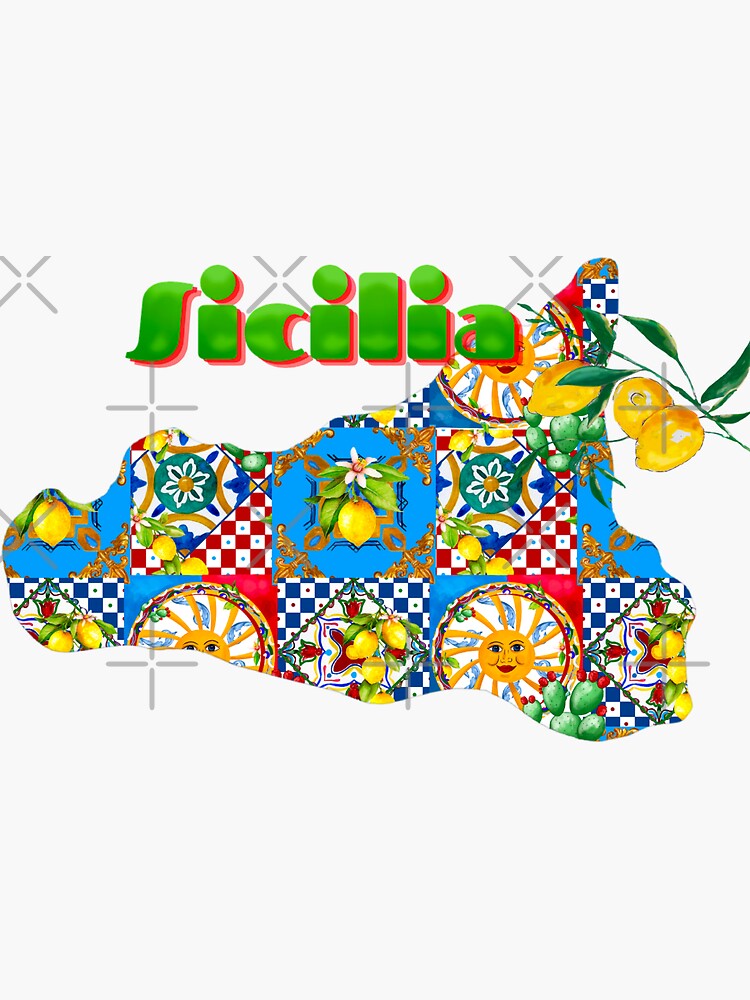 "Sicily,Sicilian,summer,lemons,majolica art" Sticker for Sale by ...