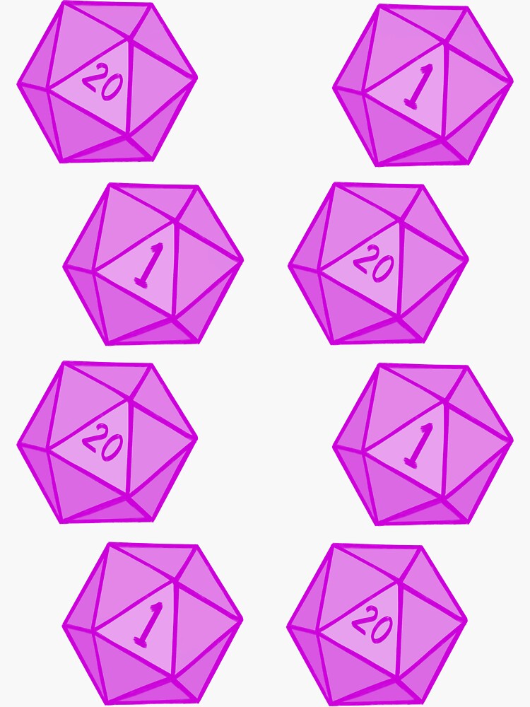 "D20 - Neon Pink Crit Dice" Sticker for Sale by StarlitFirefly | Redbubble