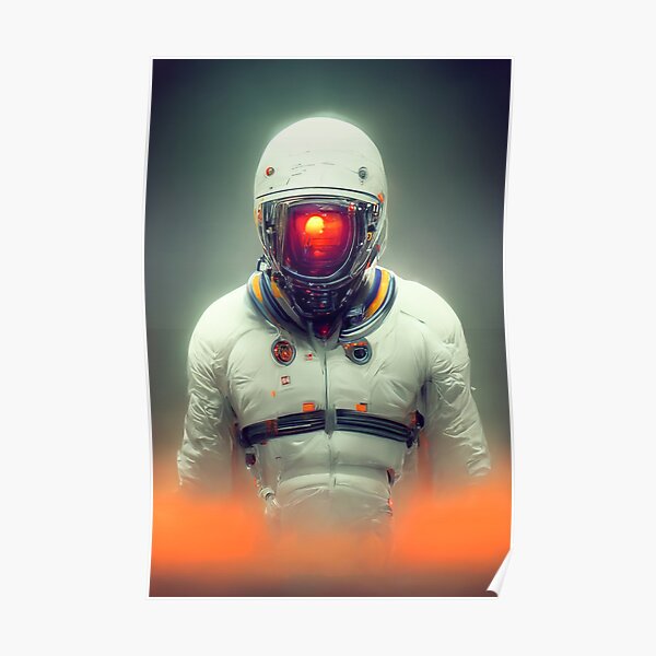 "Astronaut Portrait - Future Style Red Faceplate" Poster for Sale by ...