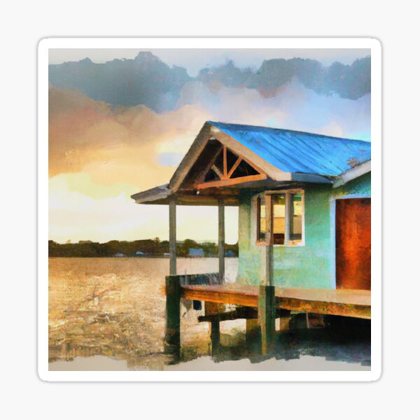 "Florida Bay Boat House at Sunset" Sticker for Sale by wilsongraphics ...