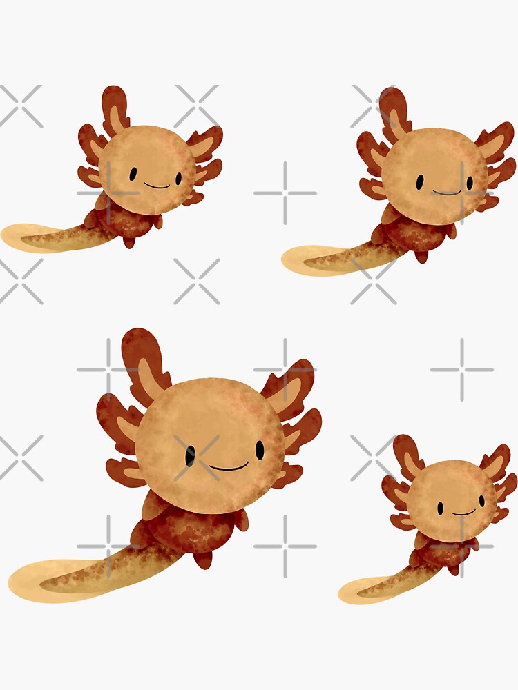 "Cute Axolotl Happy Fire Element Red Yellow" Sticker for Sale by ...