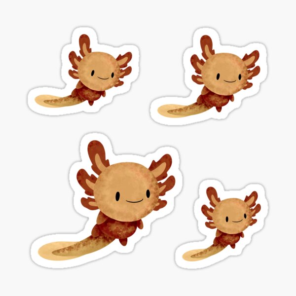 "Cute Axolotl Happy Fire Element Red Yellow" Sticker for Sale by ...