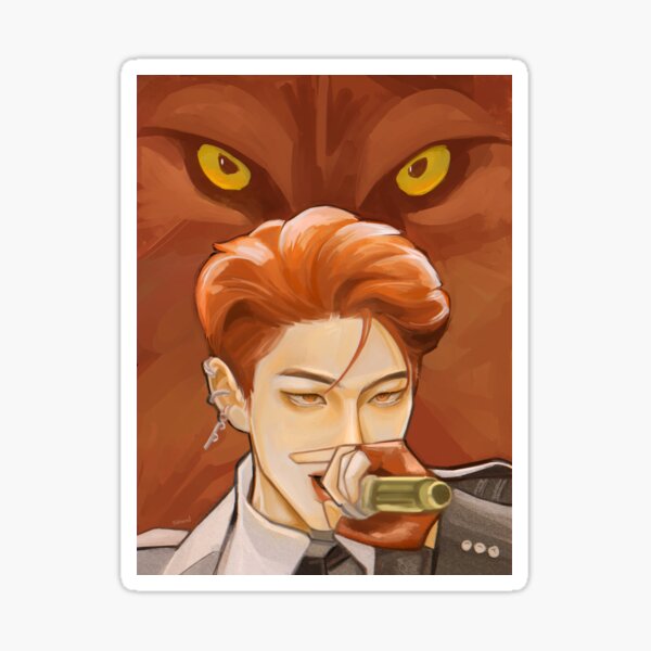 "Mingi - Red Wolf" Sticker for Sale by glittaered | Redbubble