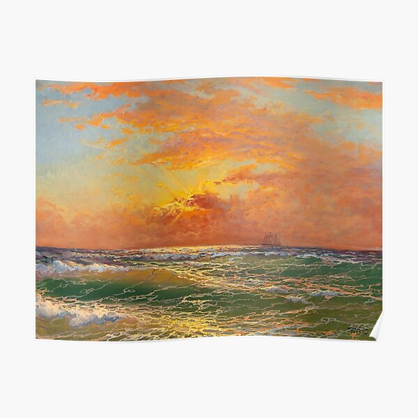 "Sunset at Sea | Dryarbakirli Tahsin | 1930 Marine Art" Poster for Sale ...