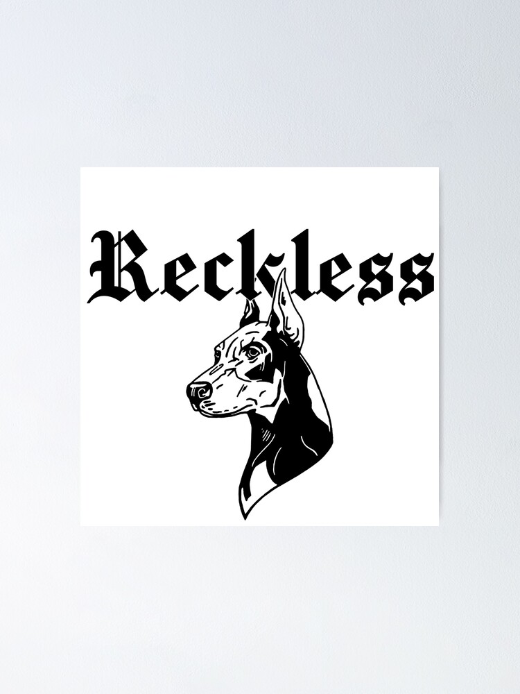 "Black and White Reckless Doberman Dog Tattoo" Poster for Sale by ...
