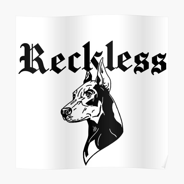 "Black and White Reckless Doberman Dog Tattoo" Poster for Sale by ...