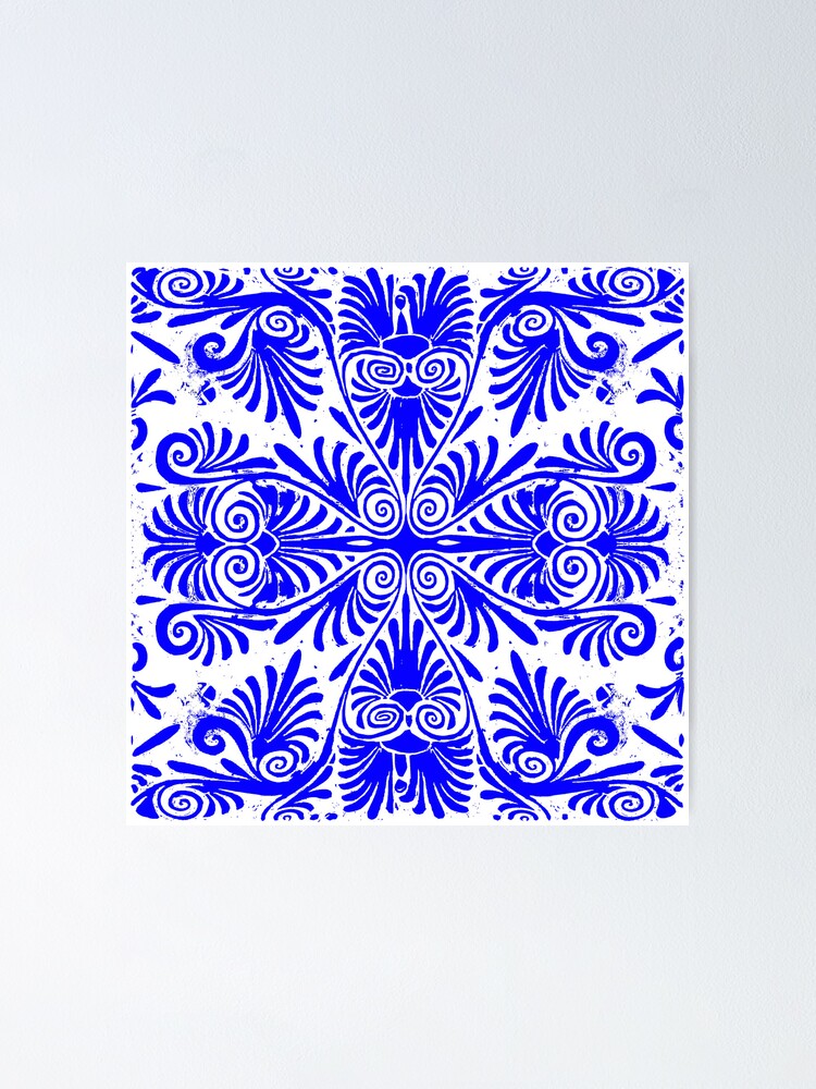 "Ancient Greek Pattern in White and Blue" Poster for Sale by technai ...