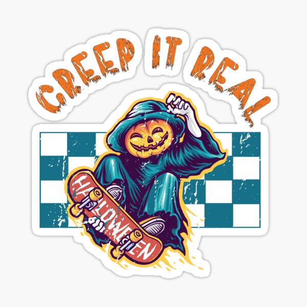 "Retro Halloween Creep It Real Graphic Pumpkin Skateboard Funny ...