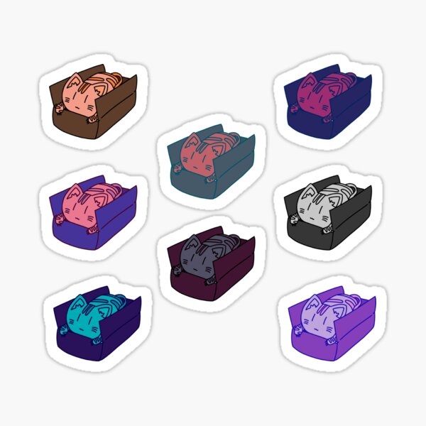 "Cat resting in a Cardboard Box Sticker Pack" Sticker for Sale by ...