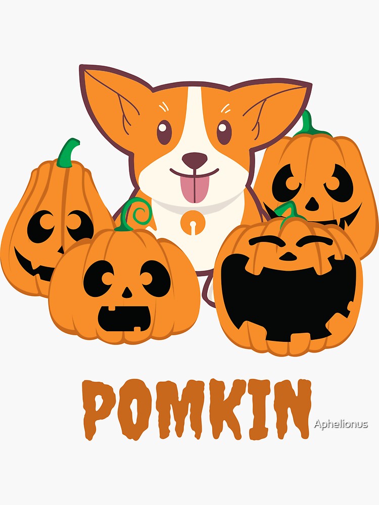 "Pomkin | Dog with Happy Jack-o-Lanterns | Happy Halloween" Sticker for ...