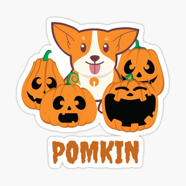 "Pomkin | Dog with Happy Jack-o-Lanterns | Happy Halloween" Sticker for ...