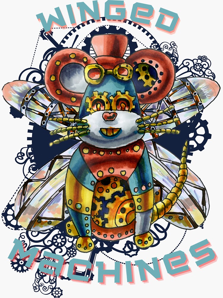 "Cool vintage steampunk winged mouse" Sticker for Sale by AEROSPACE-IND ...