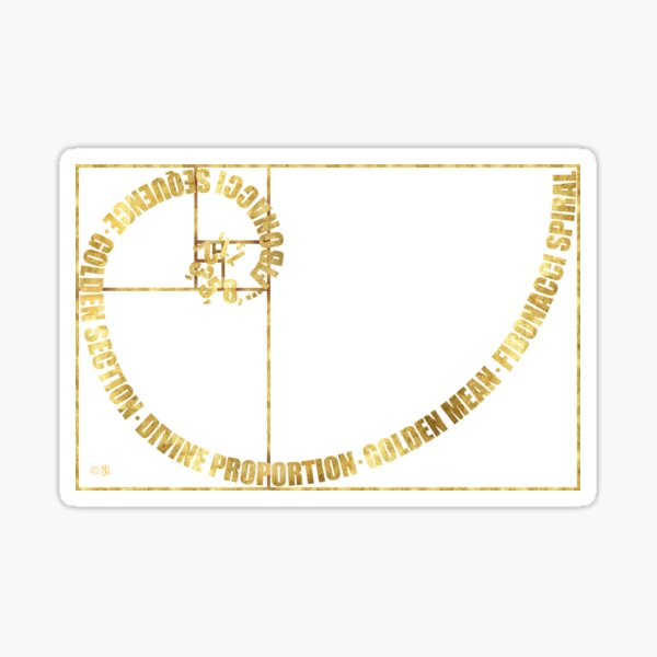 "Golden Ratio, Fibonacci Spiral" Sticker for Sale by SymbolGrafix ...