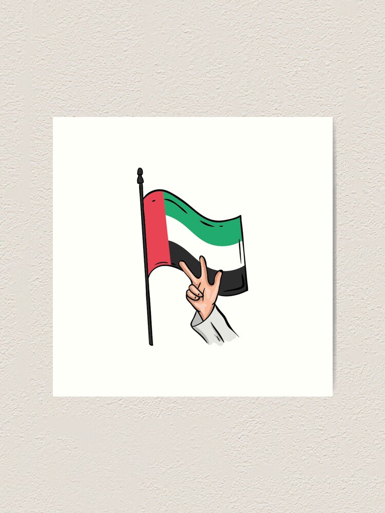 "Emirati doing the 3 fingers sign and UAE Flag celebrating UAE National ...