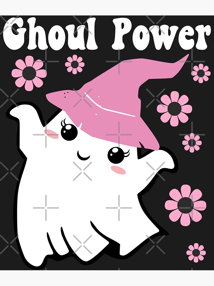 "Ghoul Power Cute and Funny Halloween Ghost - Black" Sticker for Sale ...