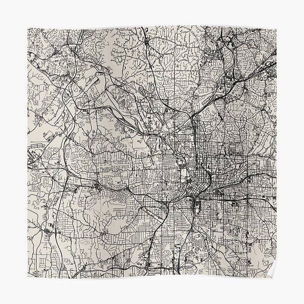 "Atlanta USA - aesthetic black and white city map" Poster for Sale by ...