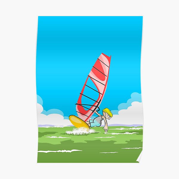 "Windsurfing boy enjoying the moment" Poster for Sale by ...